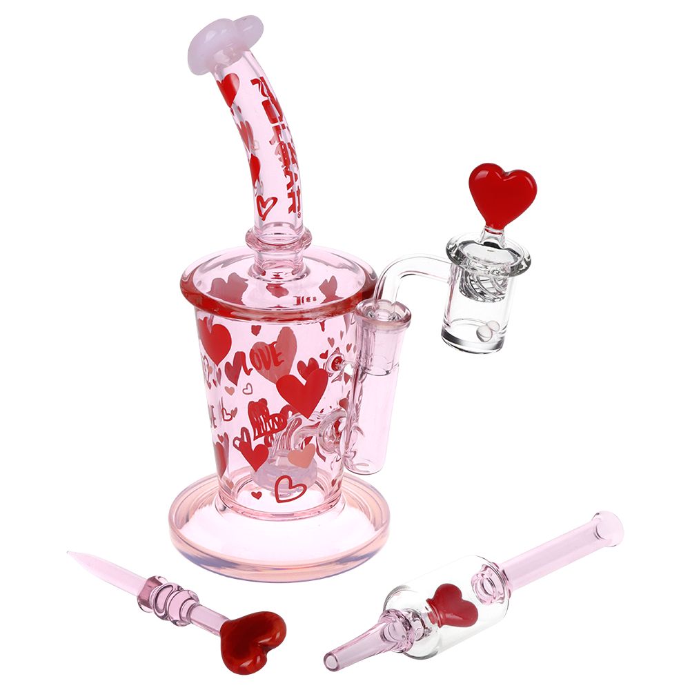 Pulsar Valentine's Love Hearts Glass Dab Rig Set - 8.5" / 14mm F ...