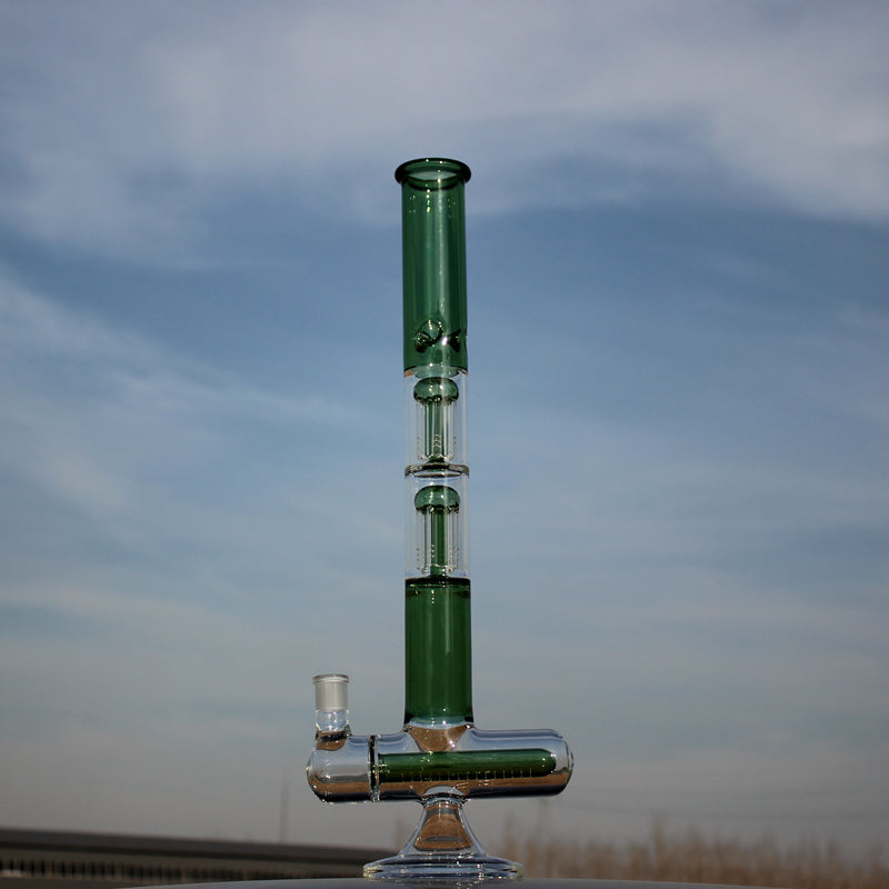 Inline and Dual Arm Percolated Glass Water Pipe 18" – Headshop.com