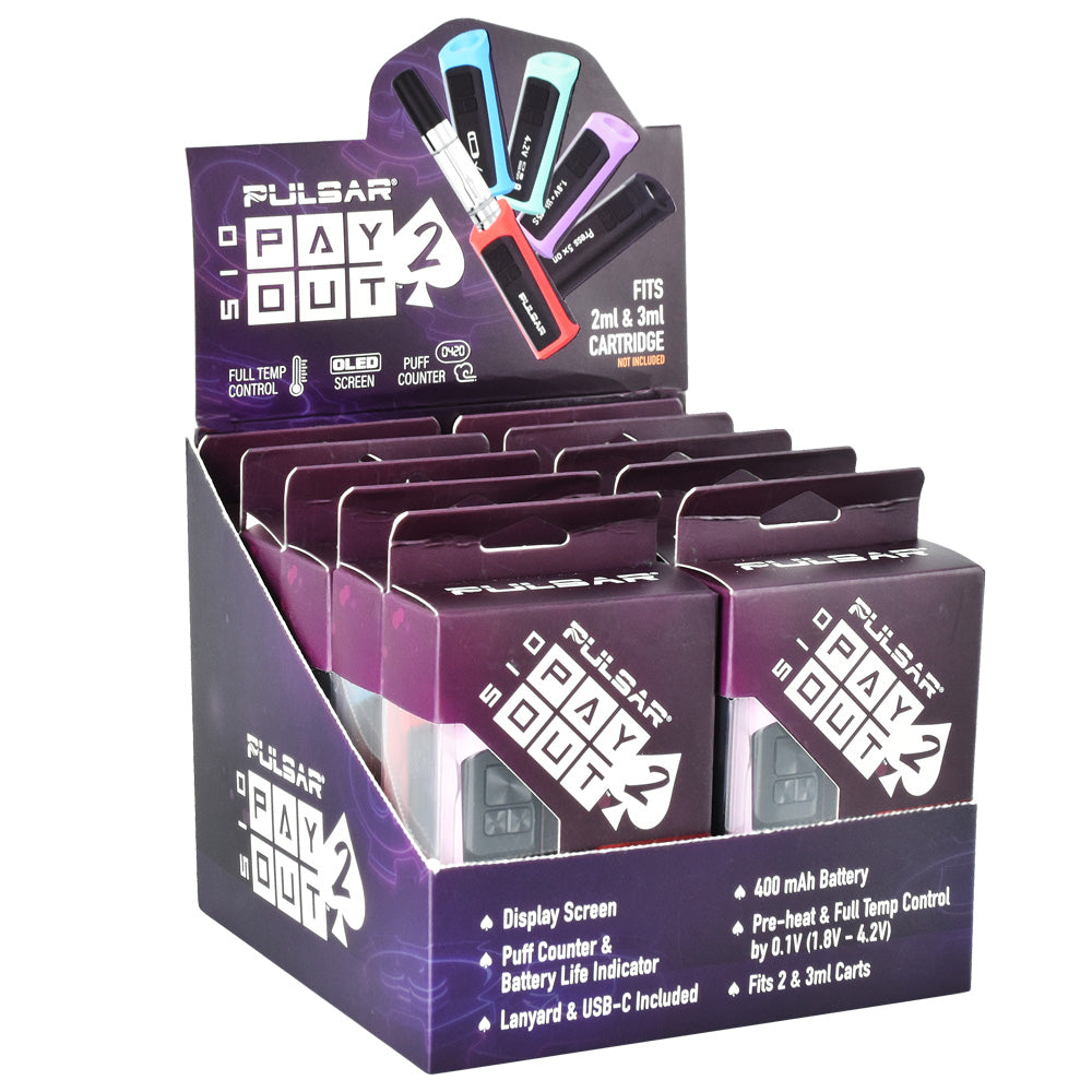 Pulsar 510 Payout™ 2.0 Variable Voltage Vape Battery | 400mAh | 10pc D ...