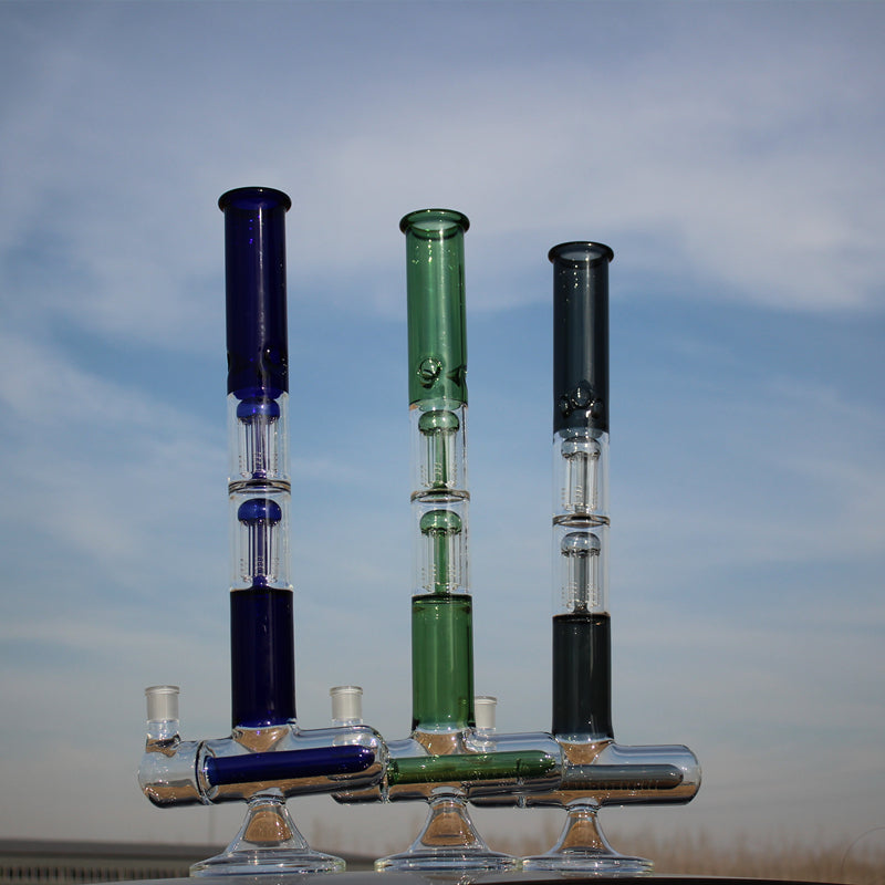 Inline and Dual Arm Percolated Glass Water Pipe 18" – Headshop.com