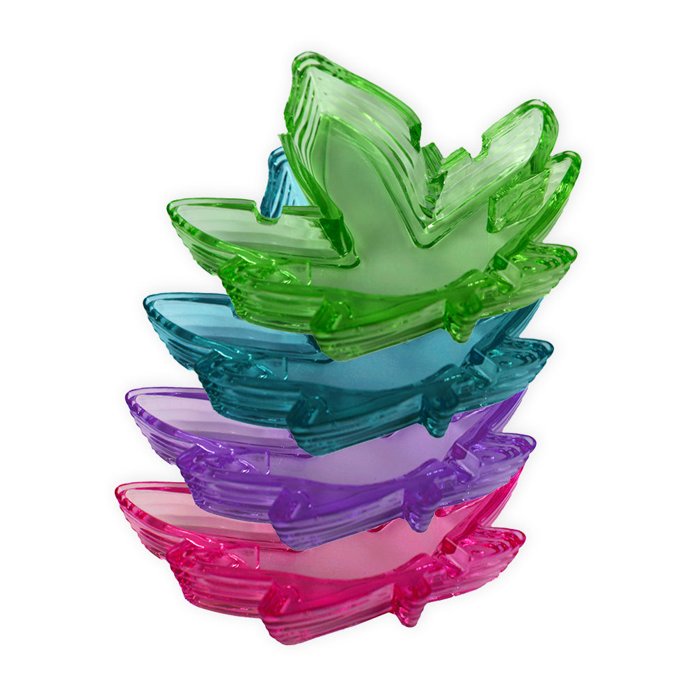 Pot Leaf Ashtray Assorted Color 4-Pack – Headshop.com
