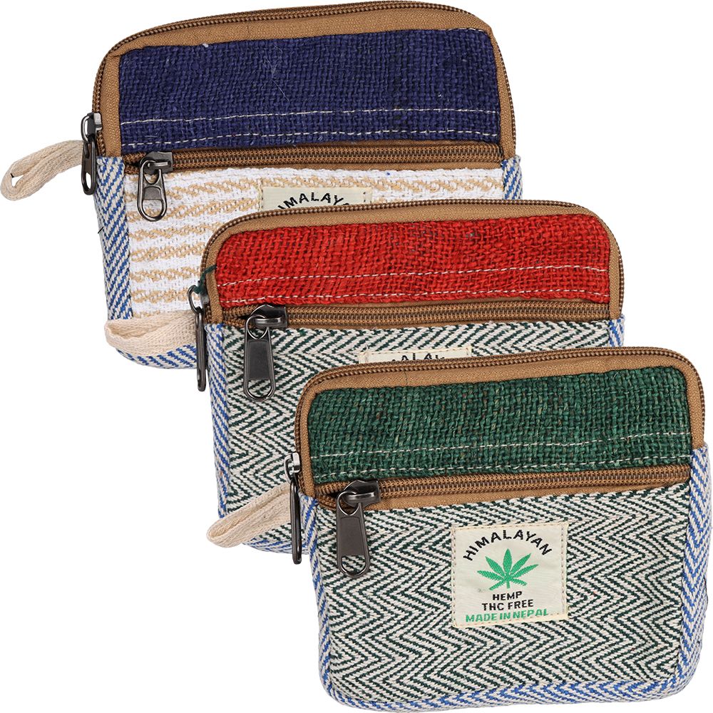 Himalayan Hemp Zig Zag Coin Purse - 6" x 5" / Colors Vary – Headshop.com