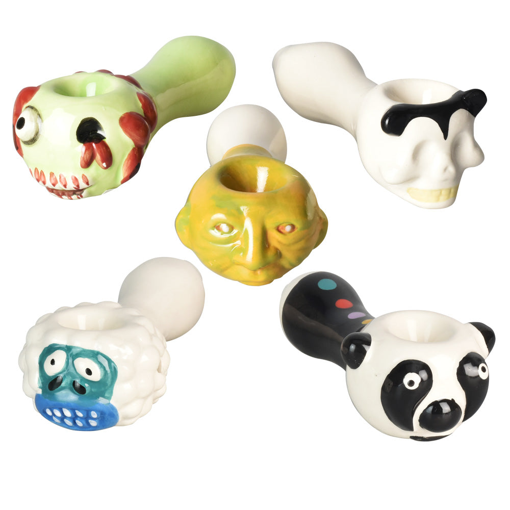 5PC SET- Ghoulish Creature Ceramic Hand Pipe -4.5"/Asst Styles ...