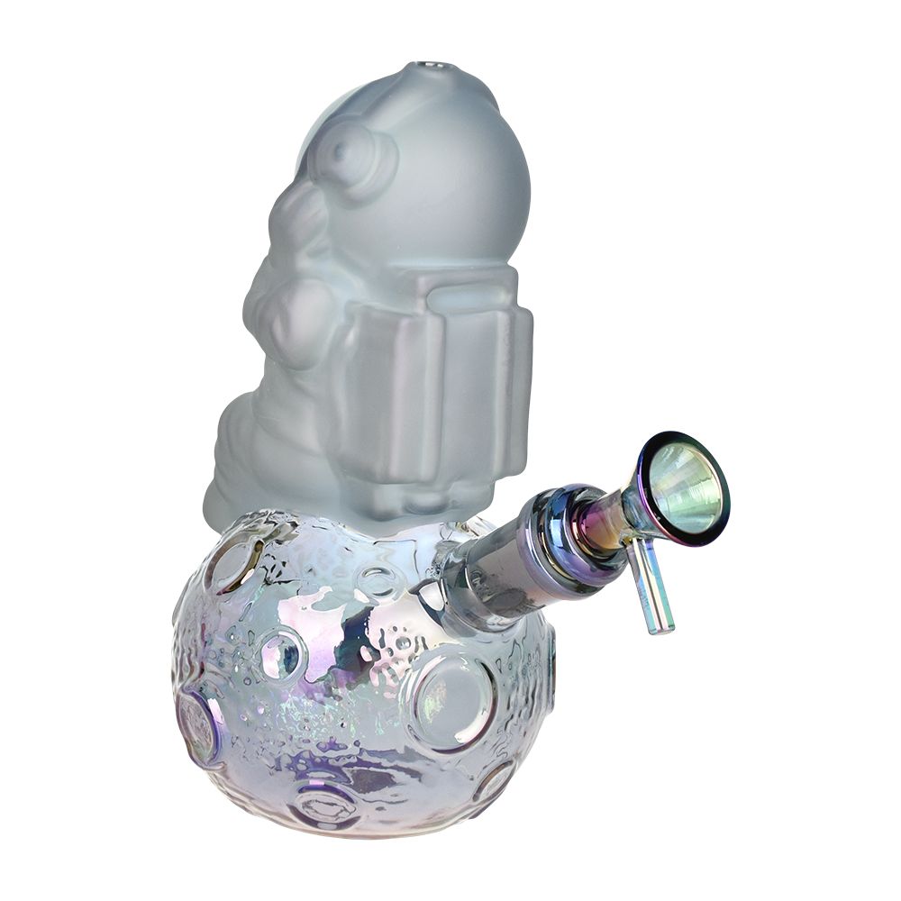Space Man On The Moon Glass Water Pipe - 6.75" / 14mm F – Headshop.com