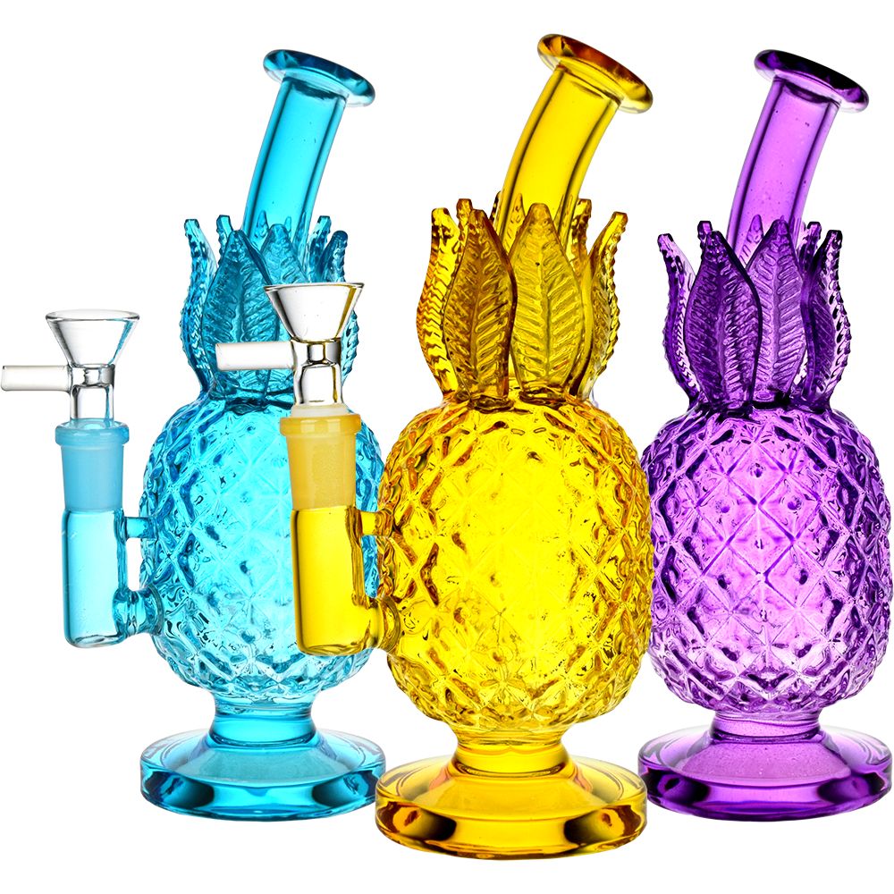 Pineapple Hospitality Glass Water Pipe - 7.75" / 14mm F / Colors Vary ...