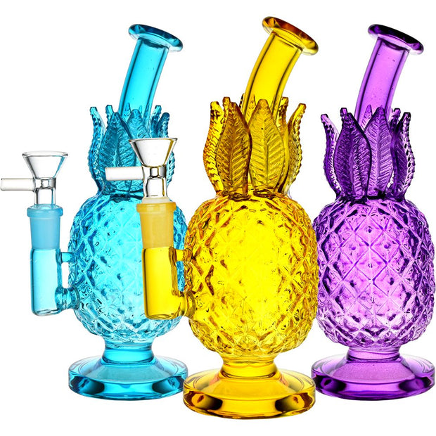 Pineapple Hospitality Glass Water Pipe - 7.75" / 14mm F / Colors Vary ...