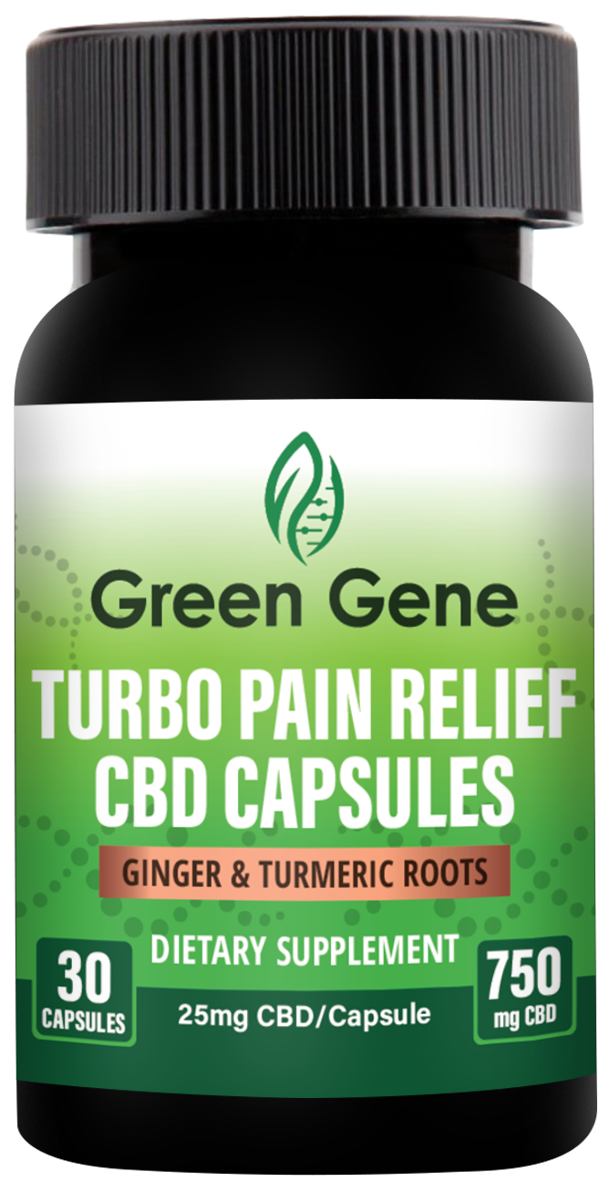 Turbo Pain Relief CBD Capsules W/ Ginger & Turmeric Roots (750MG-1500M ...