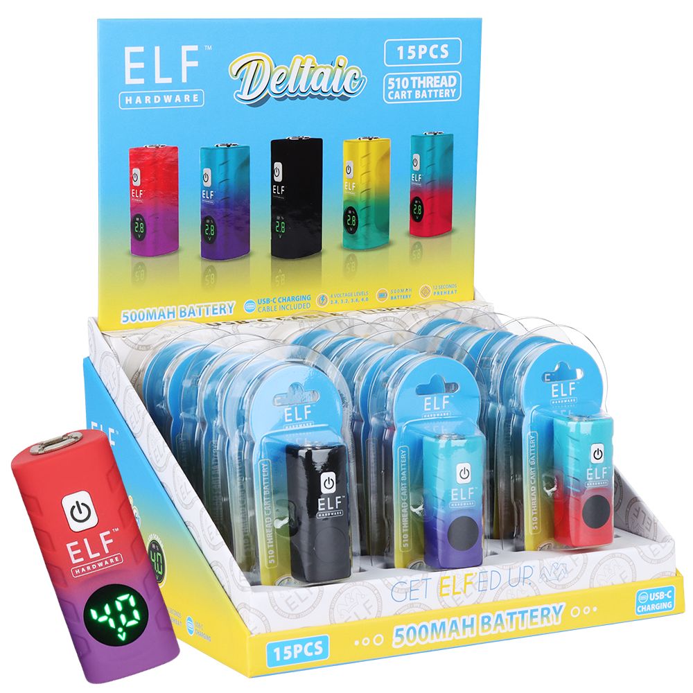 ELF Hardware Deltaic 510 Cart Vape Battery - 500mAh / 15ct – Headshop.com