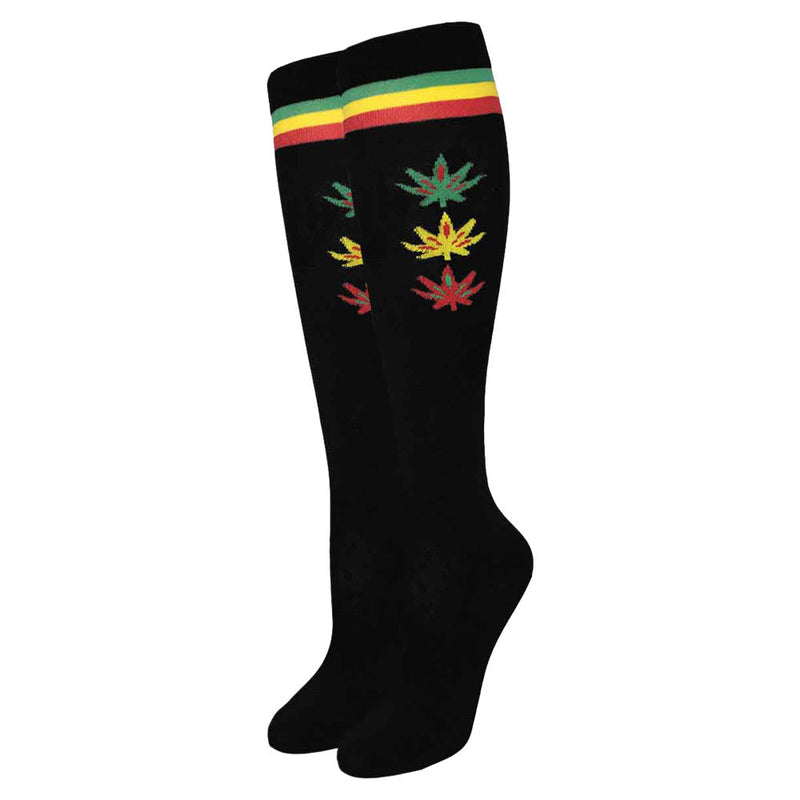 Julietta Rasta Leaves & Stripes Knee High Socks – Headshop.com