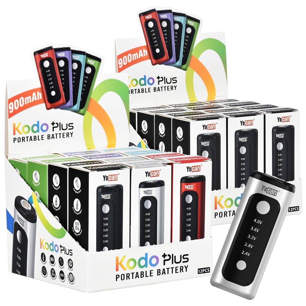 Yocan Kodo Plus Variable Voltage 510 Cart Vape Battery | 900mAh | 12ct ...