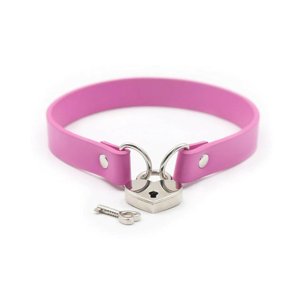 Ple'sur PVC Collar With Heart Lock & Key Pink Bag Packaging – Headshop.com