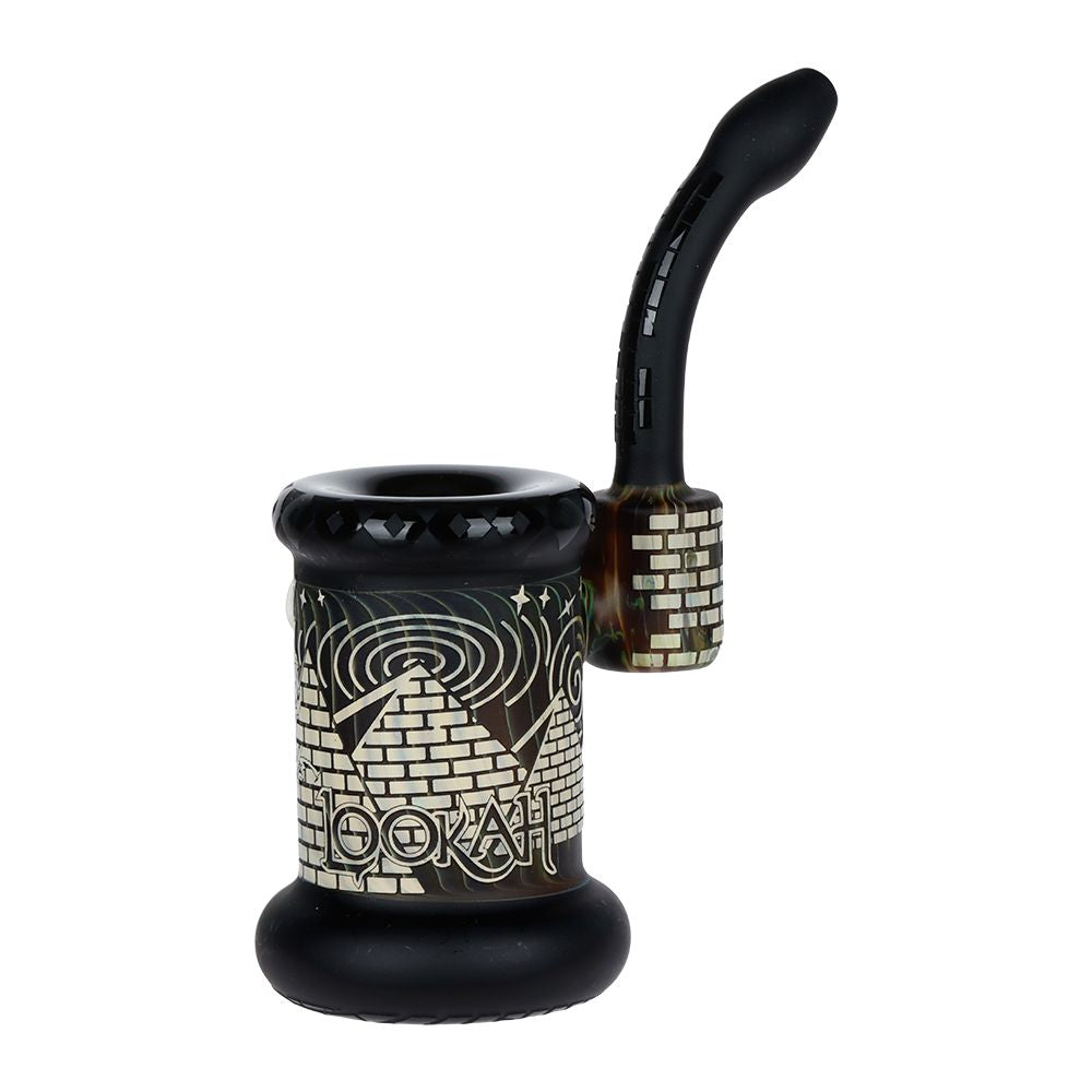 Lookah Glass Sacred Pyramid Black Etched Bubbler - 6" – Headshop.com