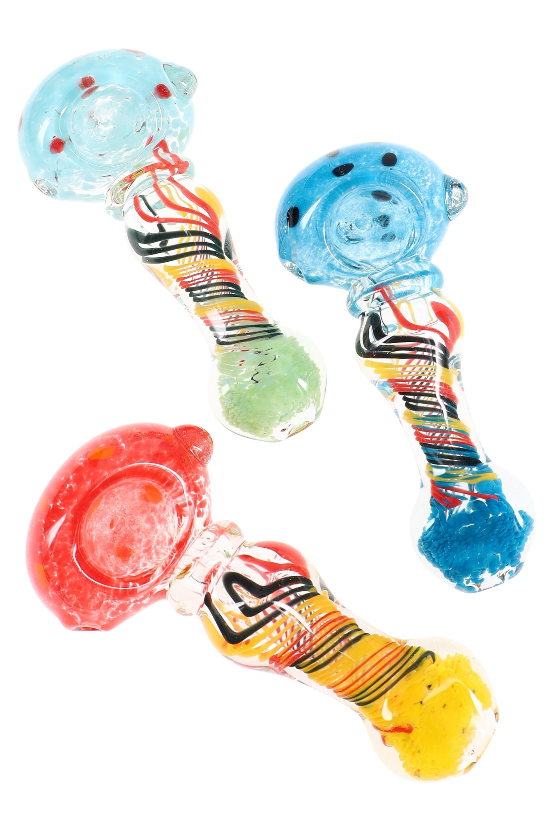 4.5″ Frit-Striped Glass Spoon Pipe “Confetti Twist” – Assorted Colors ...